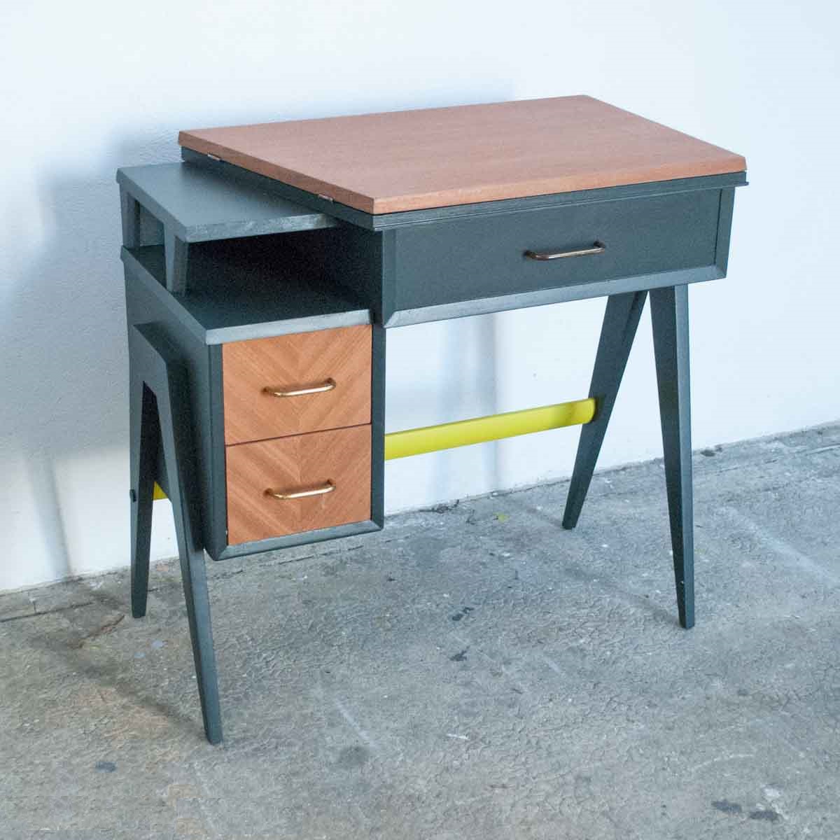 Upcycled Sewing Machine Table into a Desk: Painted in Peacock Blue ...